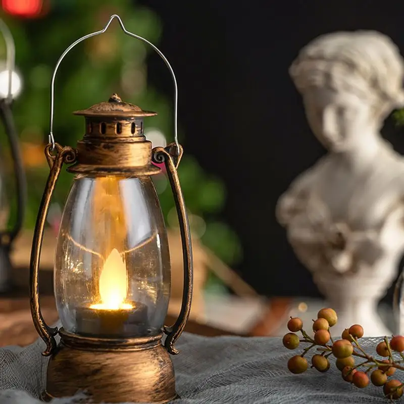 Battery-Powered-Candle-Light-Retro-Kerosene-Lamp-Powered-Hanging-Light ...