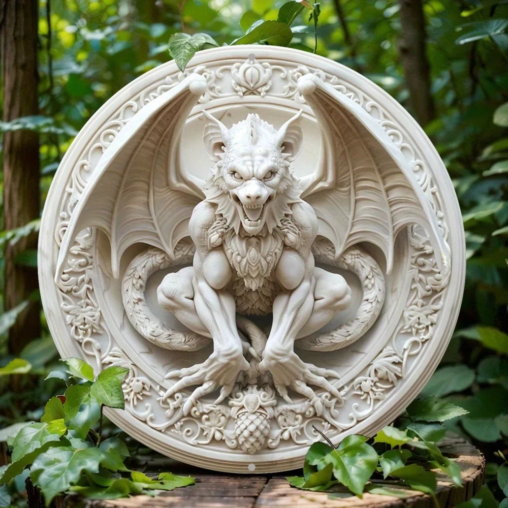 Large Vintage Gargoyle Statue, Aluminum Sign, Perfect for Home, Cafe ...