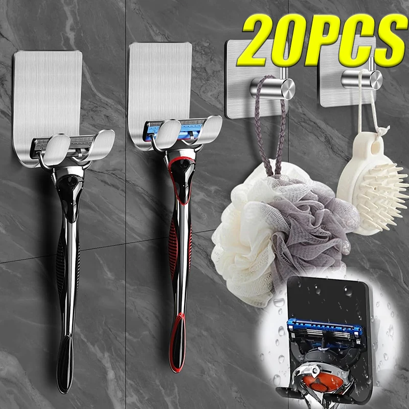 1-20Pcs-Punch-Free-Razor-Rack-Men-Shaving-Shaver-Storage-Hook-Shelf ...