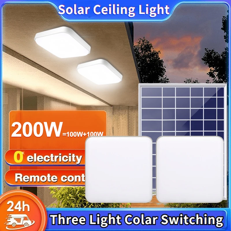 Square-Solar-Ceiling-LED-lights-indoor-kitchen-household-solar-light ...