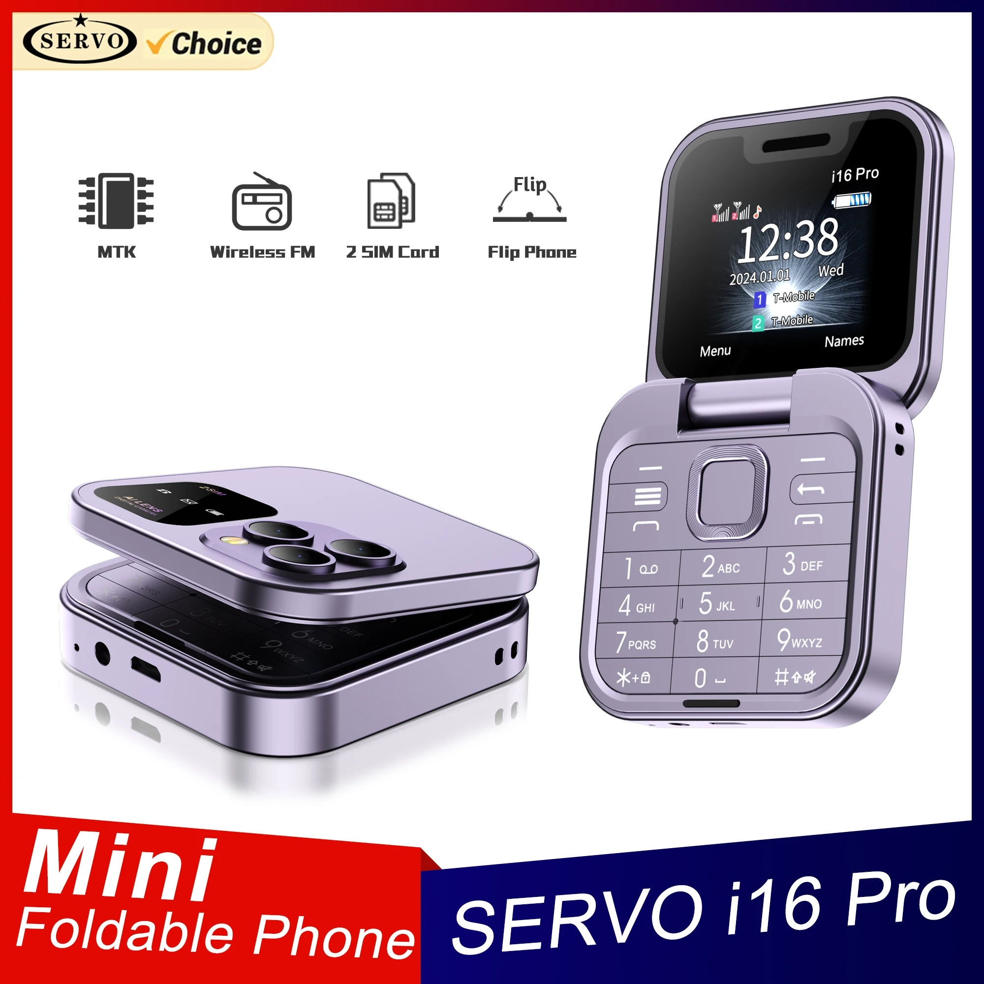 SERVO-Small-Foldable-Mobile-Phones-FM-Radio-Speed-Dial-Magic-Voice ...