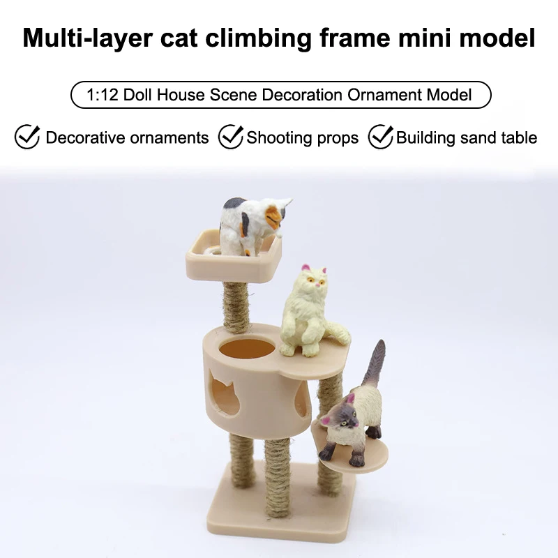 Mini Simulation Pet Cat Climbing Toy for 1/12 Dollhouse, Micro ...