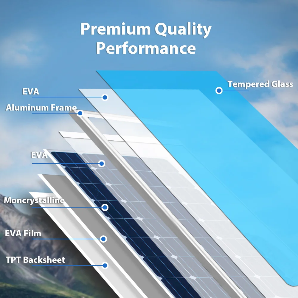 450W 300W 150W Kit Panel Surya Kaca Tempered 19.8V 150W Bingkai ...