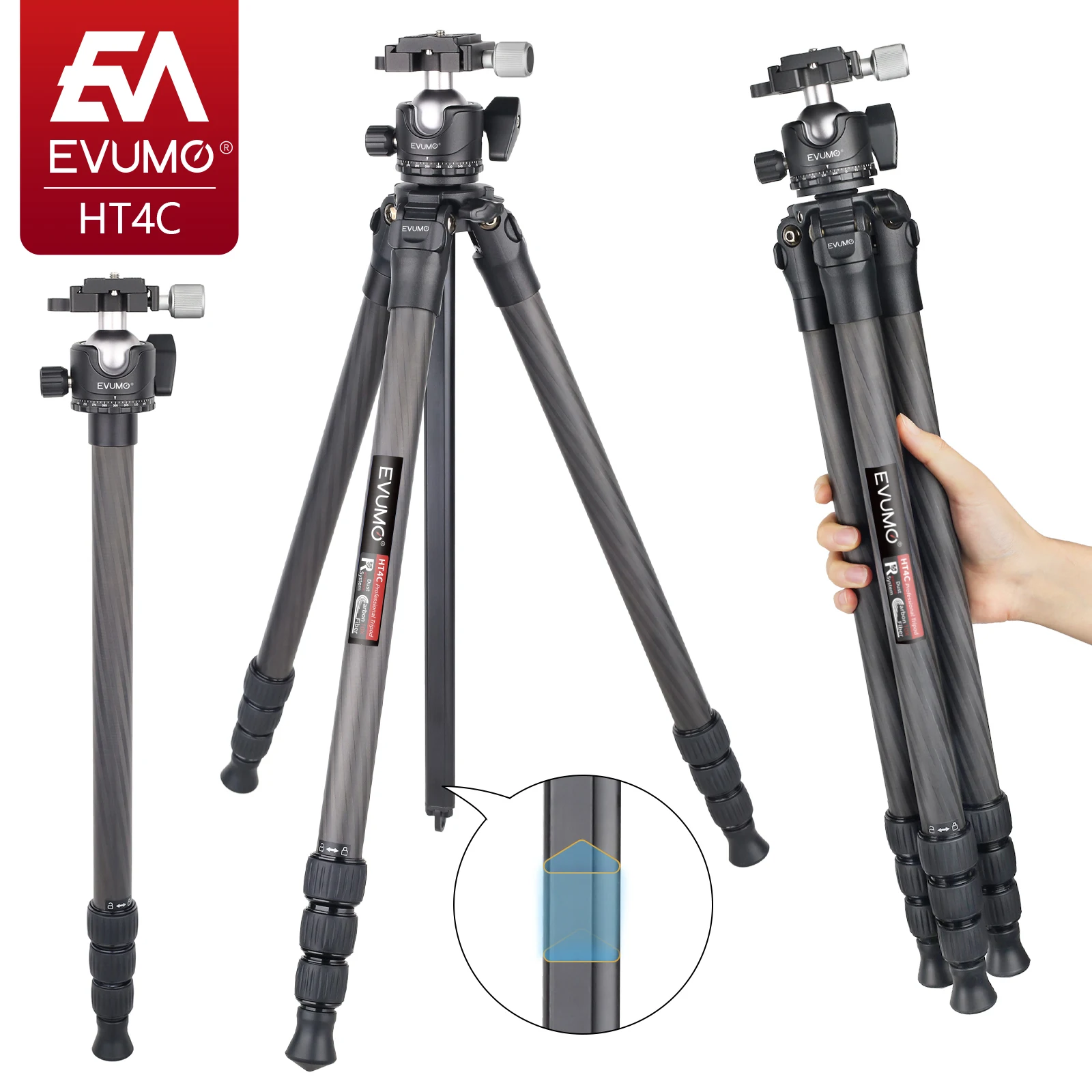EVUMO-Tripod-for-Camera-Professional-Carbon-Fiber-Lightweight-Travel ...