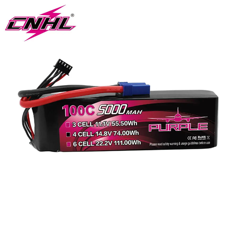 CNHL 3S 4S 6S Lipo Battery 5000mAh 11.1V 14.8V 22.2V 100C with EC5 Plug for RC Car Boat Airplane ...