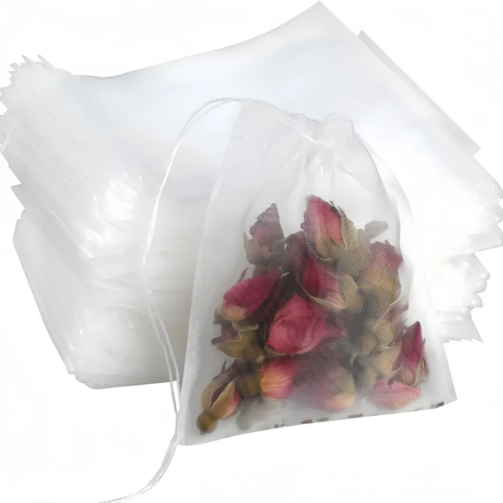 50pcs Food Grade Disposable Tea Bag Transparent Drawstring Flower Tea ...