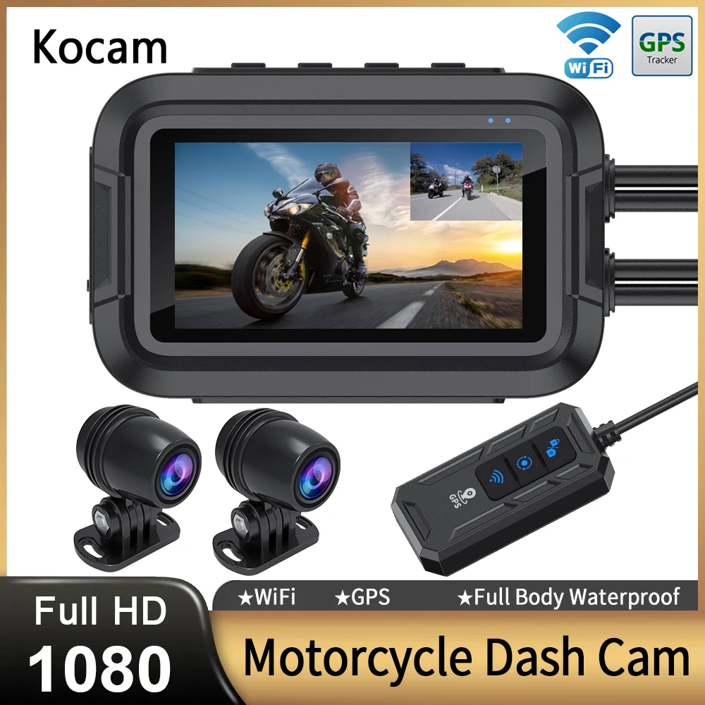 Dual 1080P Motorcycle DVR Full Body Waterproof Moto Camera WiFi GPS ...