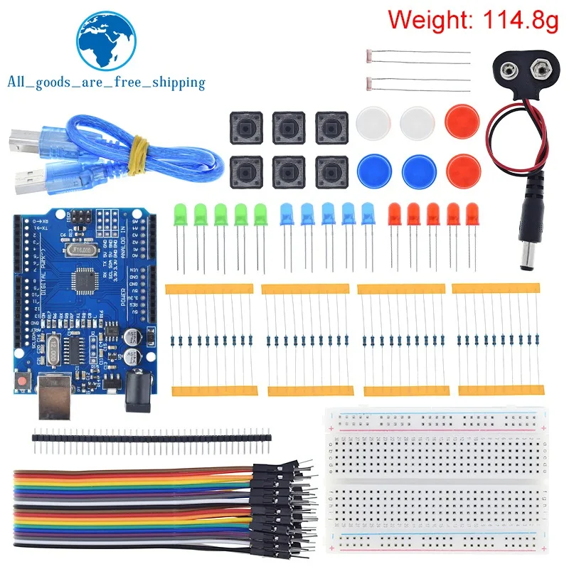 TZT-Starter-Kit-For-UNO-R3-Mini-Breadboard-LED-Jumper-Wire-Button-For ...