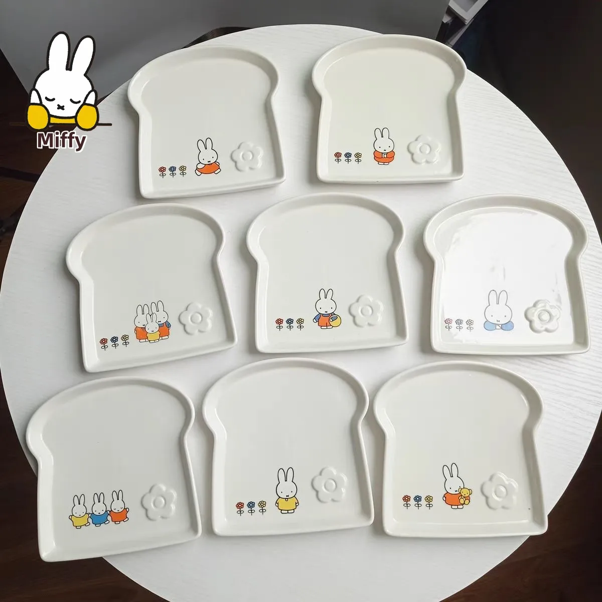 Kawaii Miffy Rabbit Ceramic Plate Anime Cute Cartoon Creative Simple ...