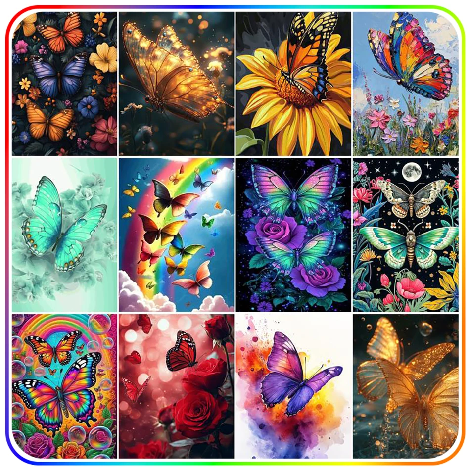 SDOYUNO Diamond Painting Cross Stitch 5D Dimond Art Paintings butterfly ...