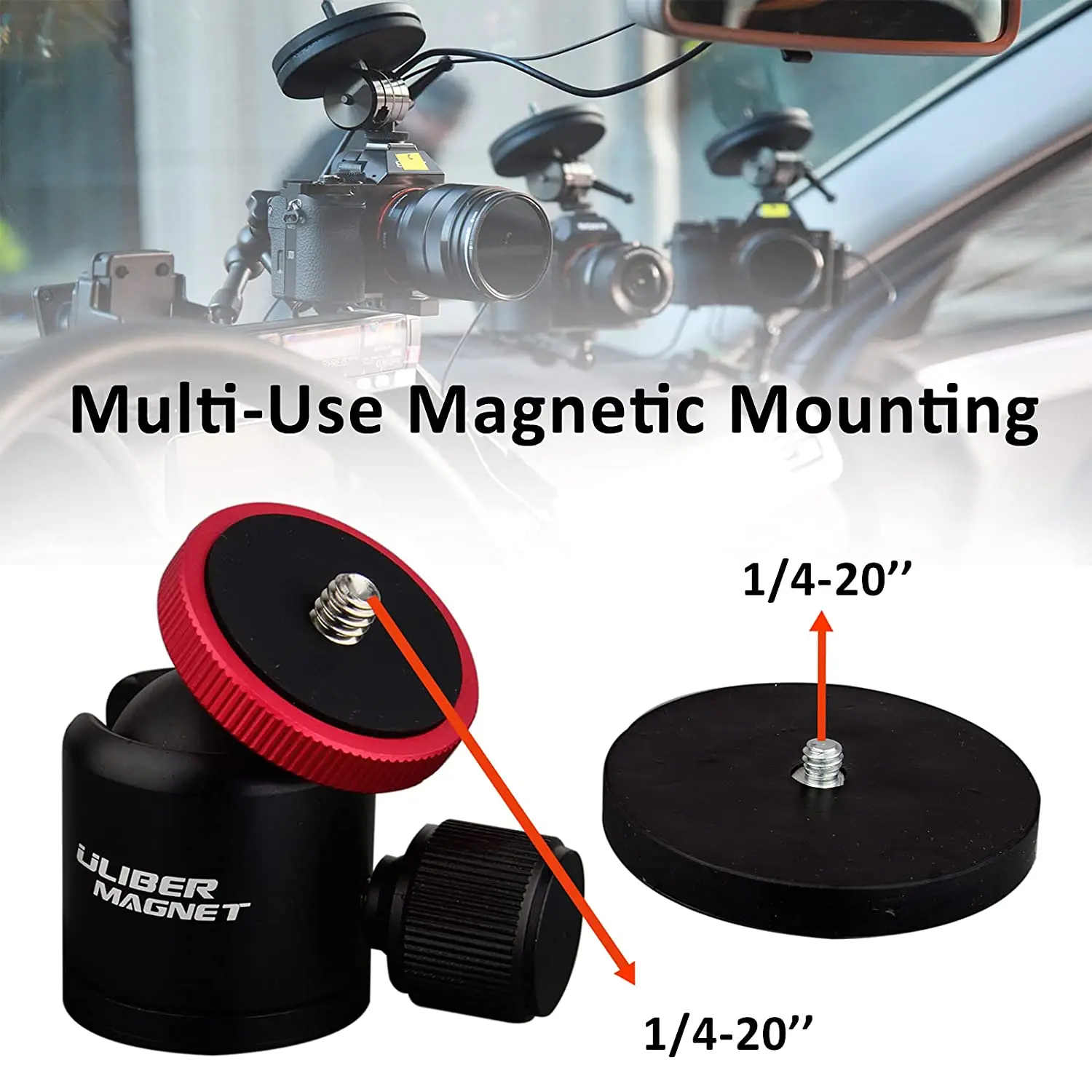 60lb Magnetic Camera Mounting Base Mini Ball Head Rubber Coating N52 ...