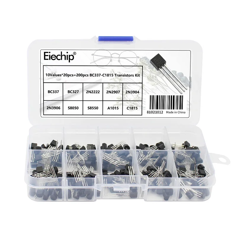 200PCS-Transistor-BC327-BC337-2N2222-2N2907-2N3904-2N3906-S8050-S8550 ...