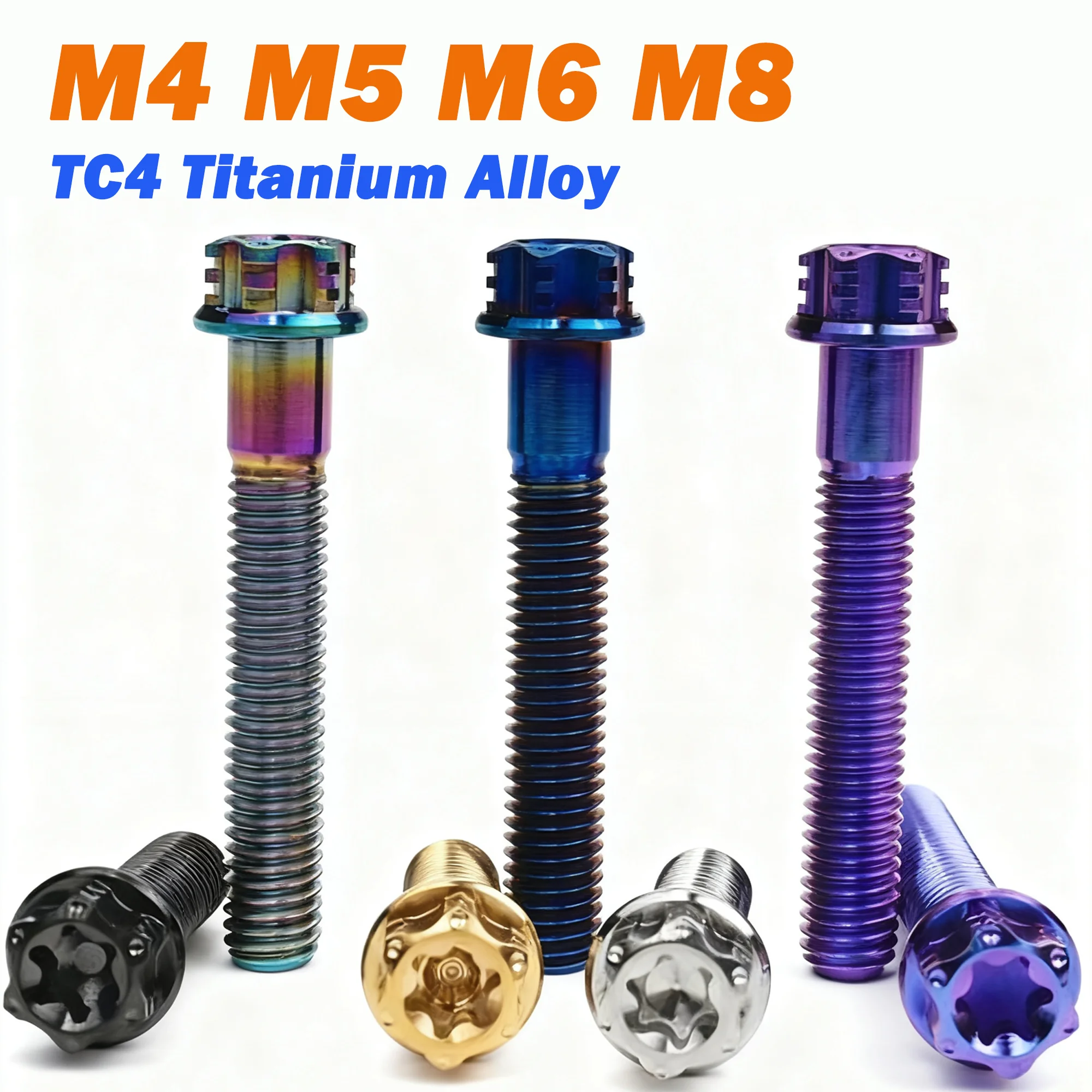 1Pcs TC4 Titanium Alloy Bolt M4 M5 M6 M8 External Hex Flange Torx Six ...