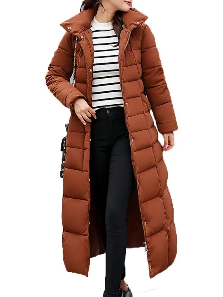 Cotton-padded Coat Warm Winter Clothes Women Fur Hooded Pockets Puffer ...