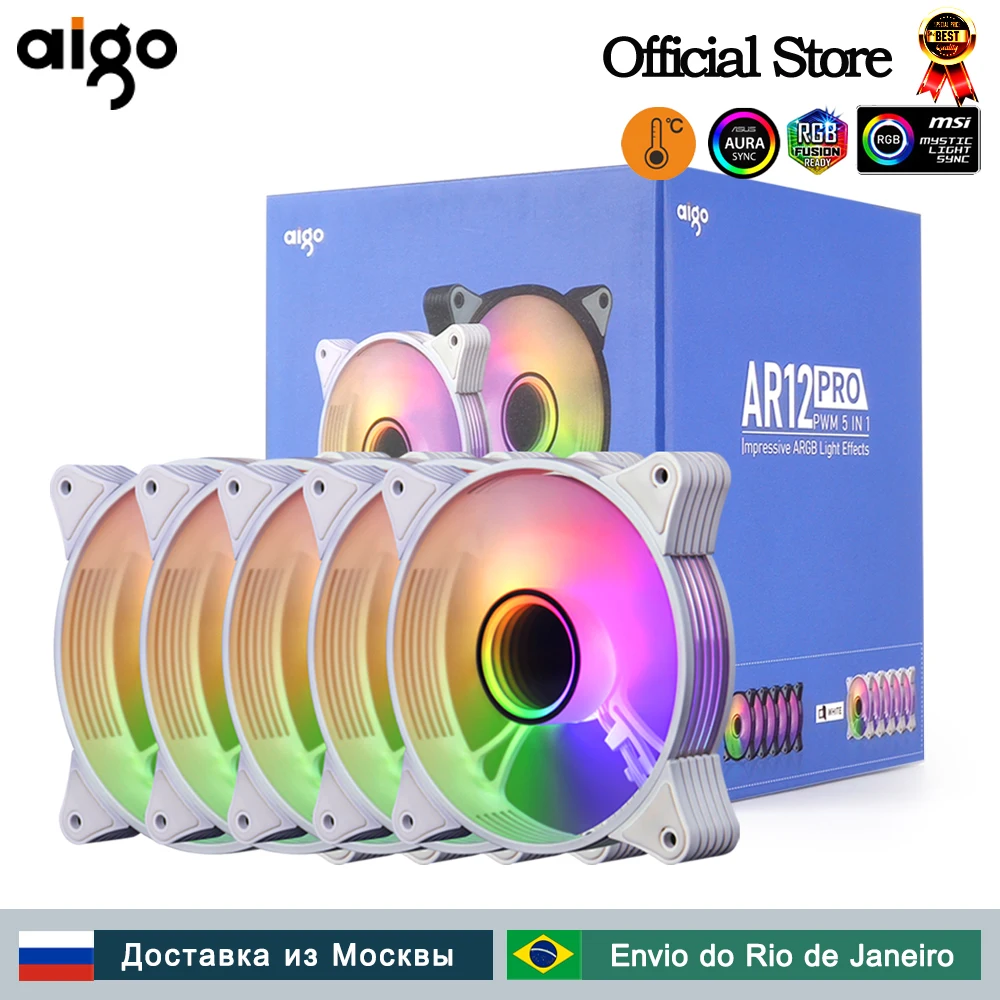 Aigo-AR12PRO-white-Computer-Case-fan-ventoinha-PC-120mm-rgb-fan-4pin ...