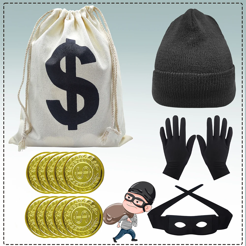 Movie Robber Cosplay Costume Thief Bank Robber Disguise Accessories Set ...