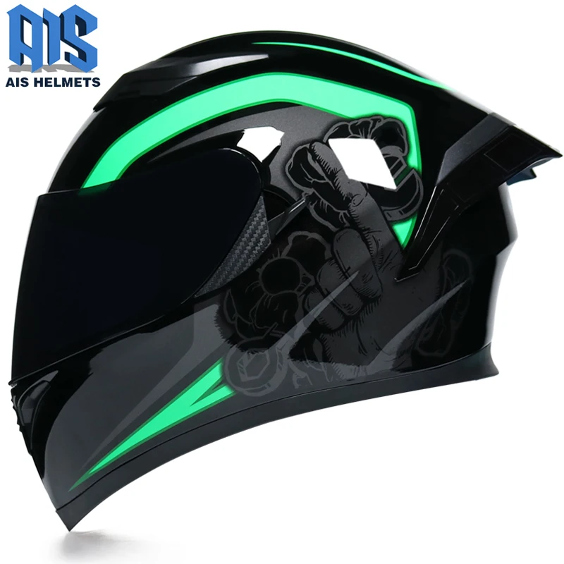AIS Full Face Capacete De Motocicleta Para Homens, Capacete De Corrida ...