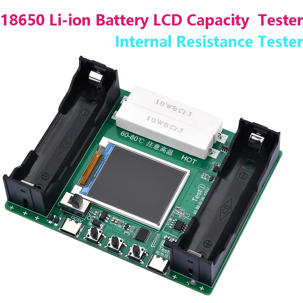 Type-C 18650 Lithium Battery Capacity Tester MAh MWh LCD Digital ...