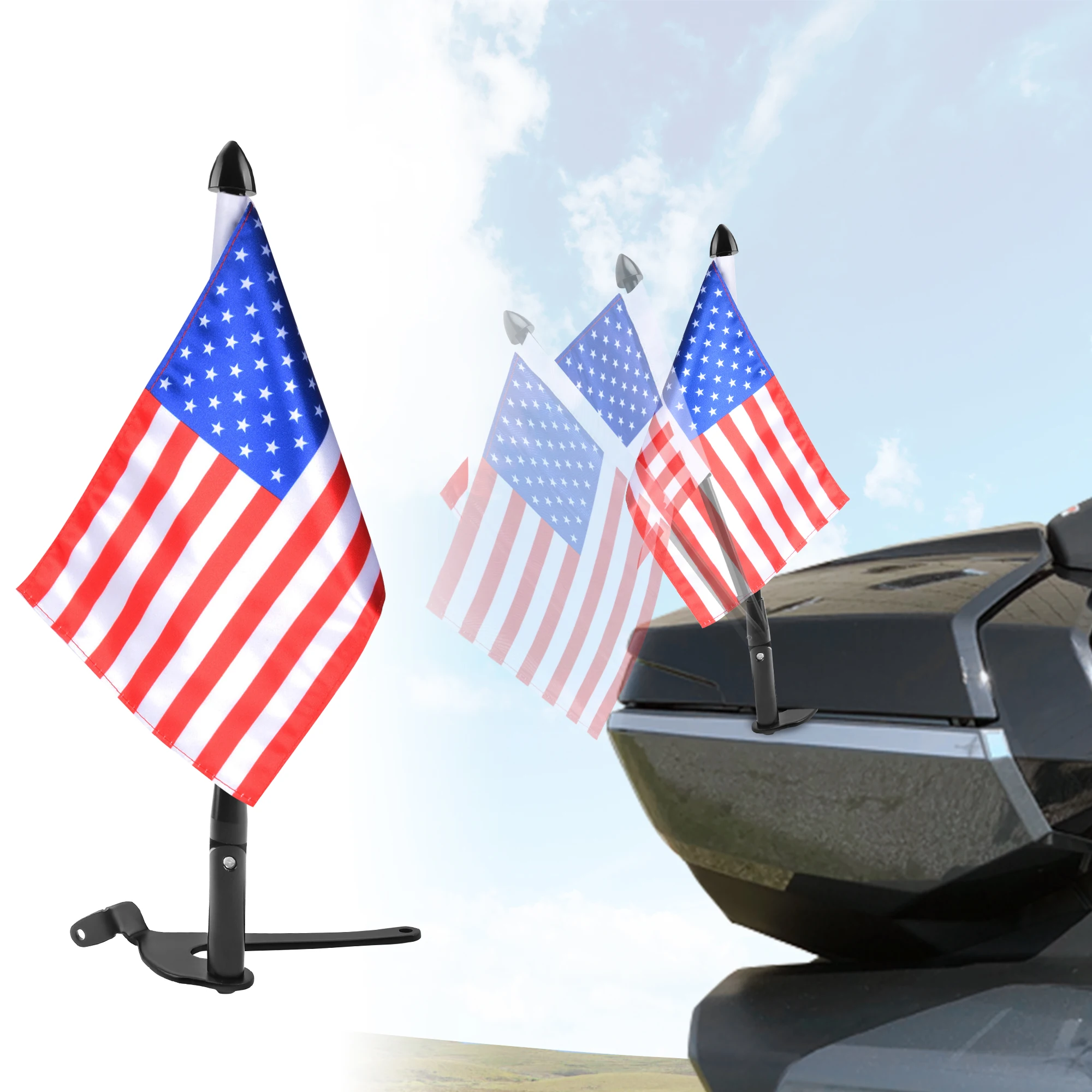 For-Spyder-F3-RT-Accessories-Trunk-Mounted-Folding-Flag-Pole-Kit-with ...