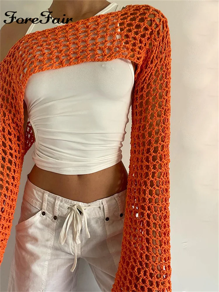 Forefair-Tops-holgados-de-manga-larga-con-agujeros-para-mujer-Top-corto-de-punto-transparente ...