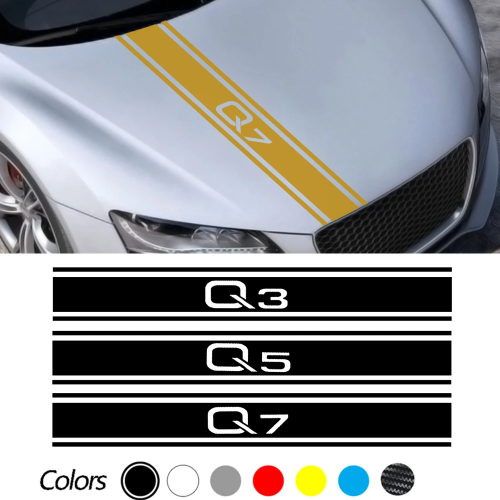 Car Hood Stickers for Audi Q7 Q8 Q2 Q3 Q5 SPORT Car Wrap Engine Bonnet ...