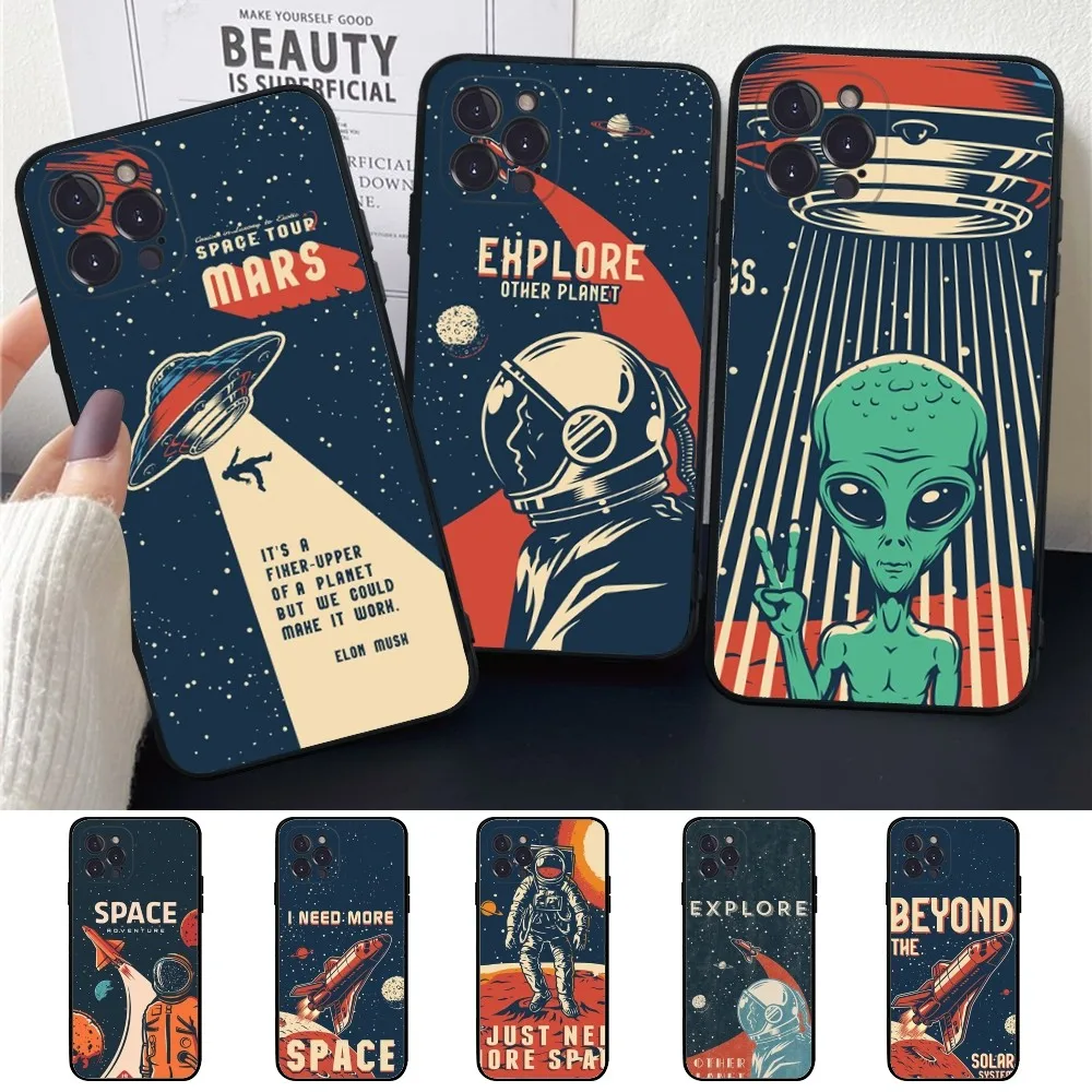 Outer-Space-Astronaut-Planet-Phone-Case-For-iPhone-14-11-12-13-Mini-Pro ...