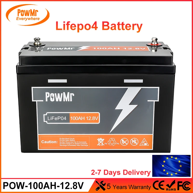PowMr 1PC 2PC 12.8V 100AH Lithium Battery Long Working Life More ...