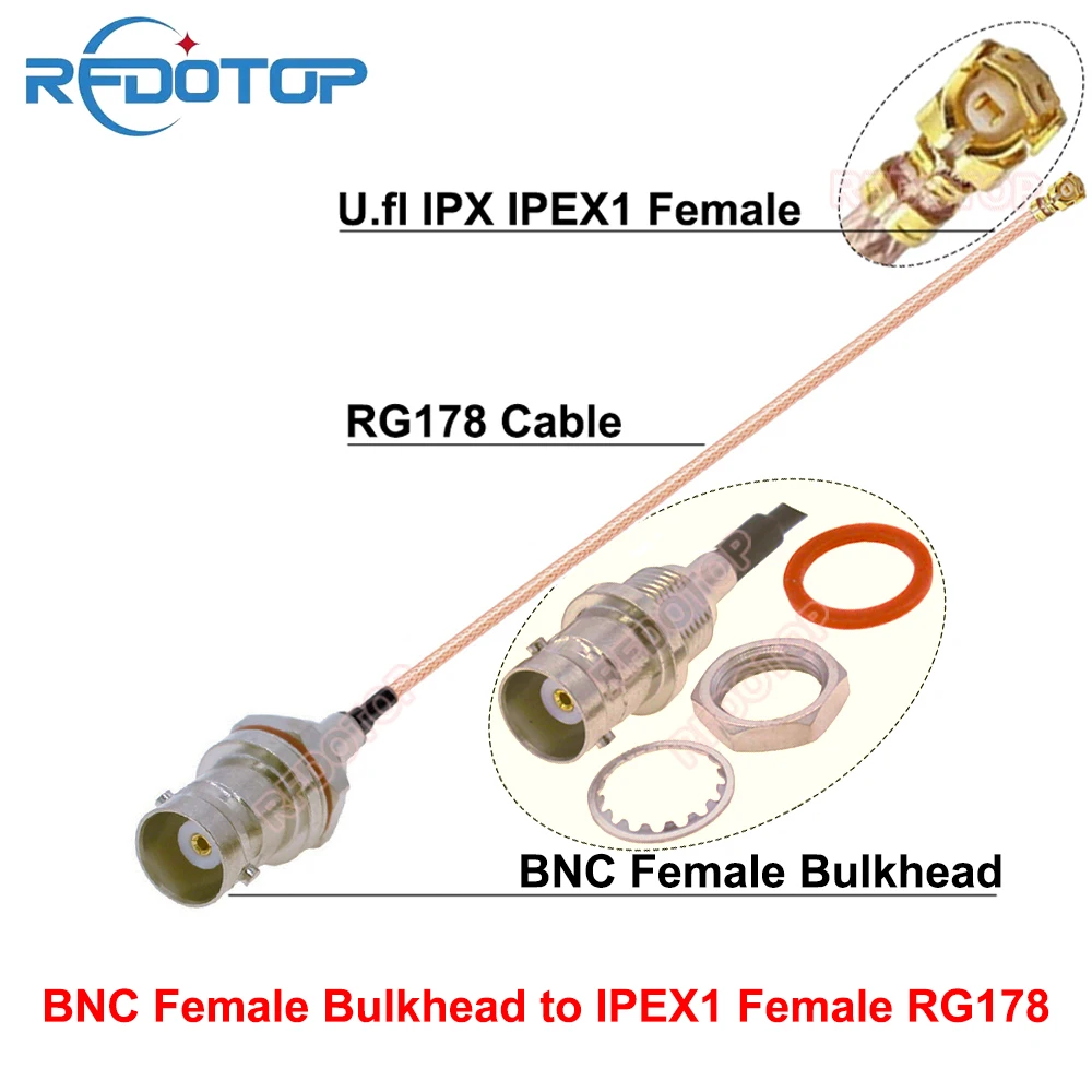 2PCS-BNC-Female-Bulkhead-to-U-fl-UMCC-MHF-IPX-IPEX-1-Female-Connector ...