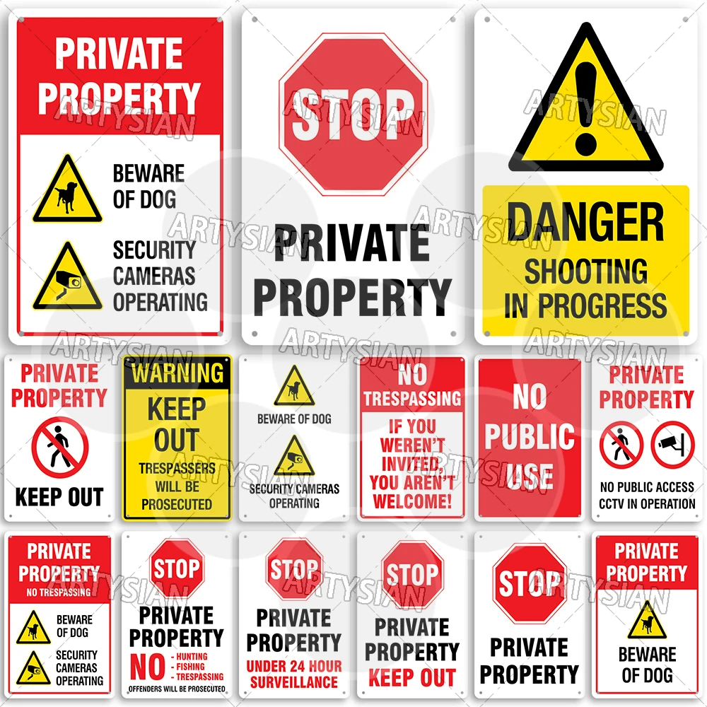 Private Property Metal Sign Beware of Dog Security Warning No ...