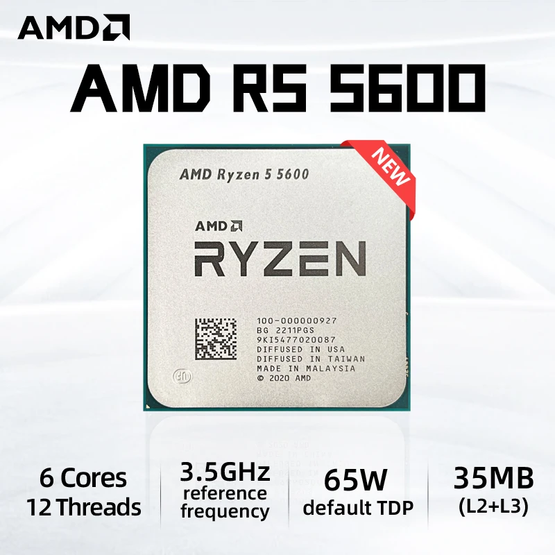 Novo Amd R5 5600 Ryzen 5 5600 3.5 Ghz 6-core Processador Cpu De 12 ...