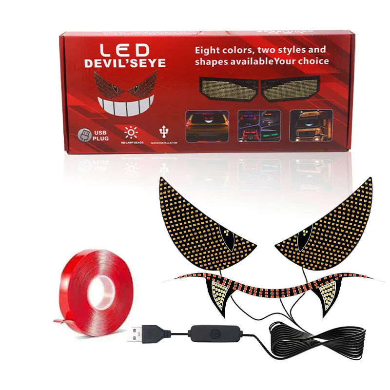Car LED Devil Eyes Light Pixel Panel Windshield USB 5V Strobe Dynamic ...