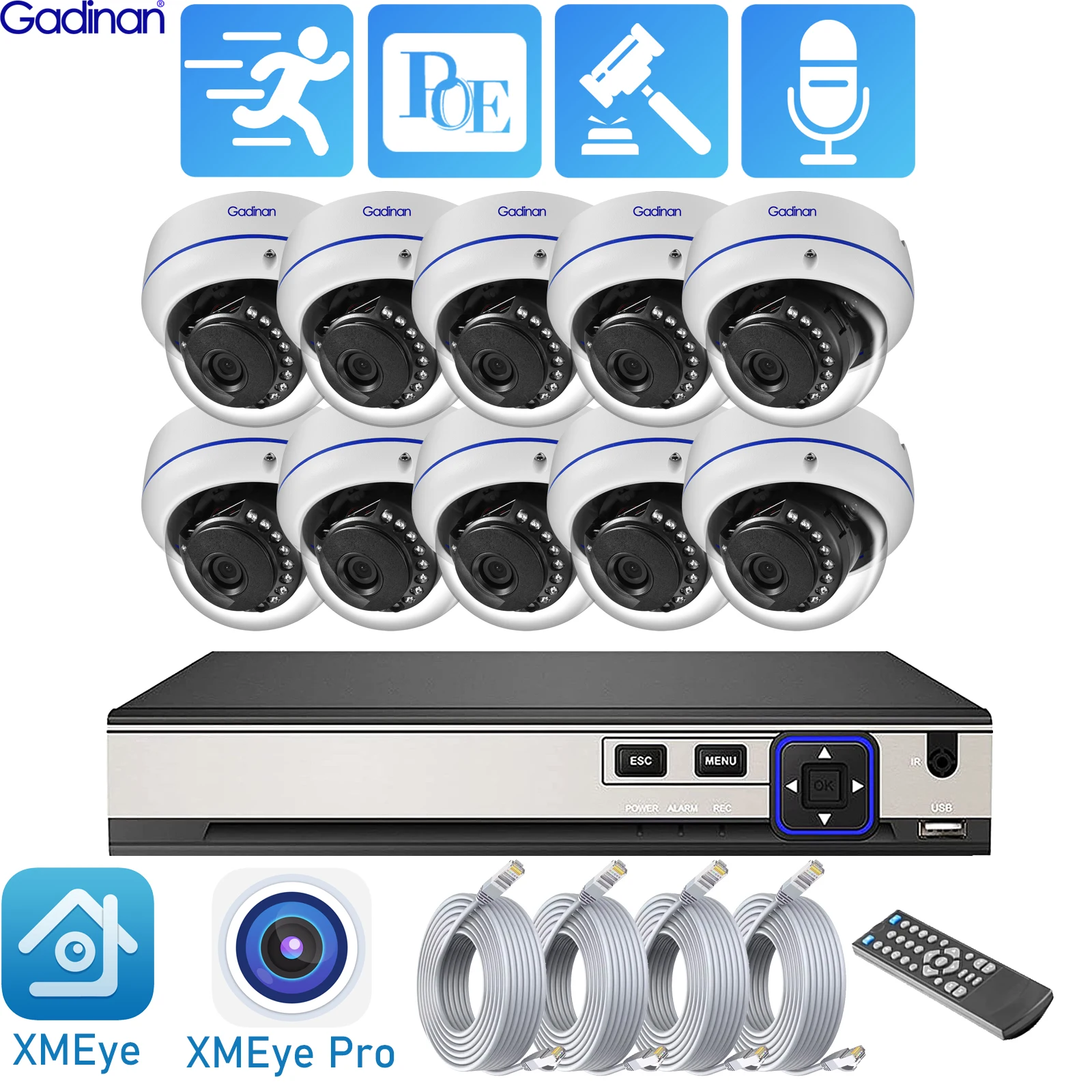 Gadinan-4K-POE-10CH-NVR-Kit-8MP-Security-Vandalproof-Dome-Camera-System ...