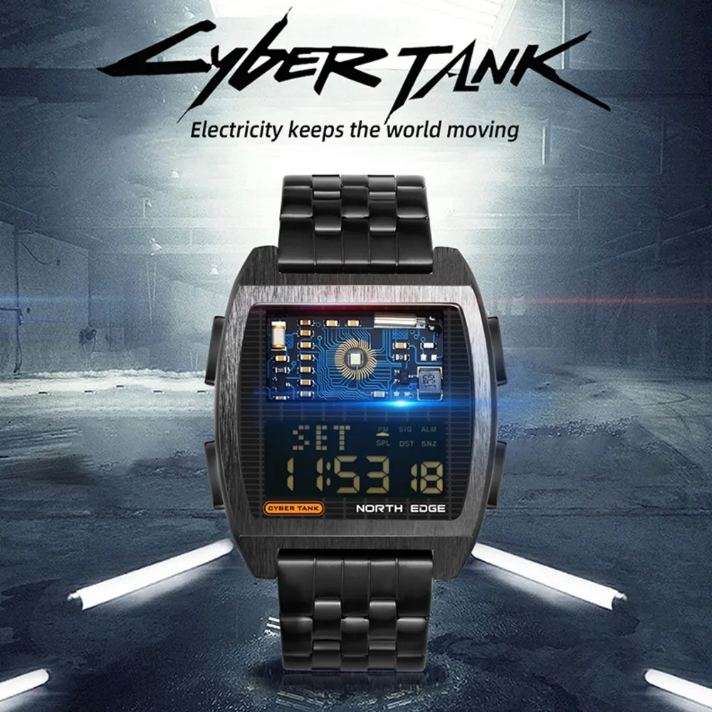 Watch-For-Men-Square-Stainless-Steel-Waterproof-Alarm-Clock-StopWatch ...