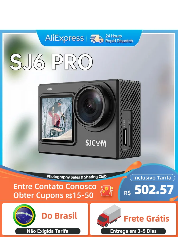 SJCAM-SJ6-Pro-imperme-vel-dupla-tela-a-o-capacete-c-mera-esportes-DV-4K ...