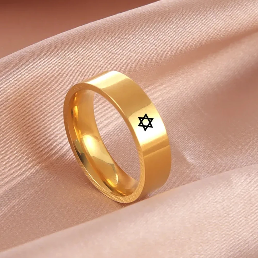 COOLTIME-Anillo-de-acero-inoxidable-con-dise-o-de-Estrella-de-David ...
