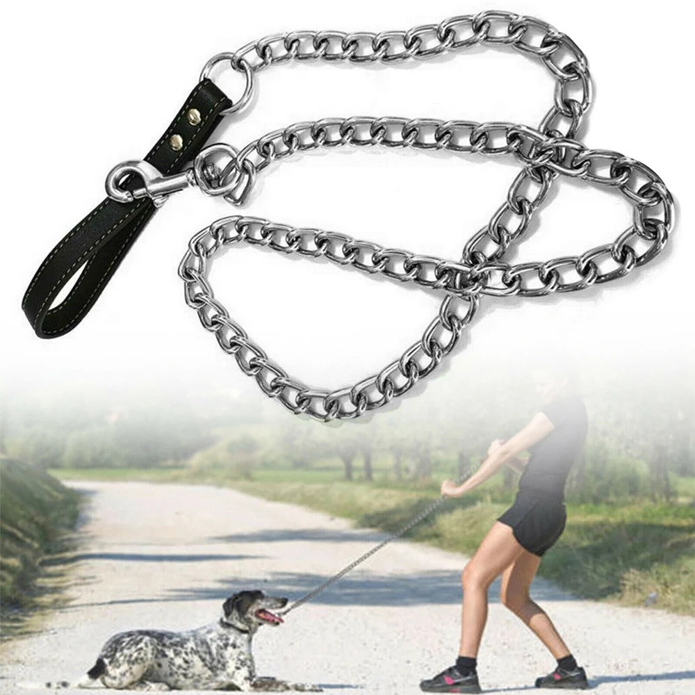 Heavy Duty Metal Chain Dog Lead With Handle Long Strong Control Leash 0 ...