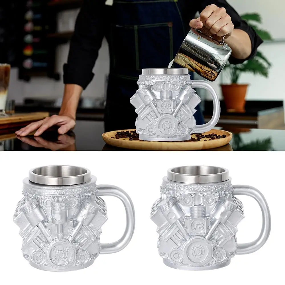 Stainless Steel Mug V8 & V6 Engine Designl Coffee Mug 15oz Mug for Car ...