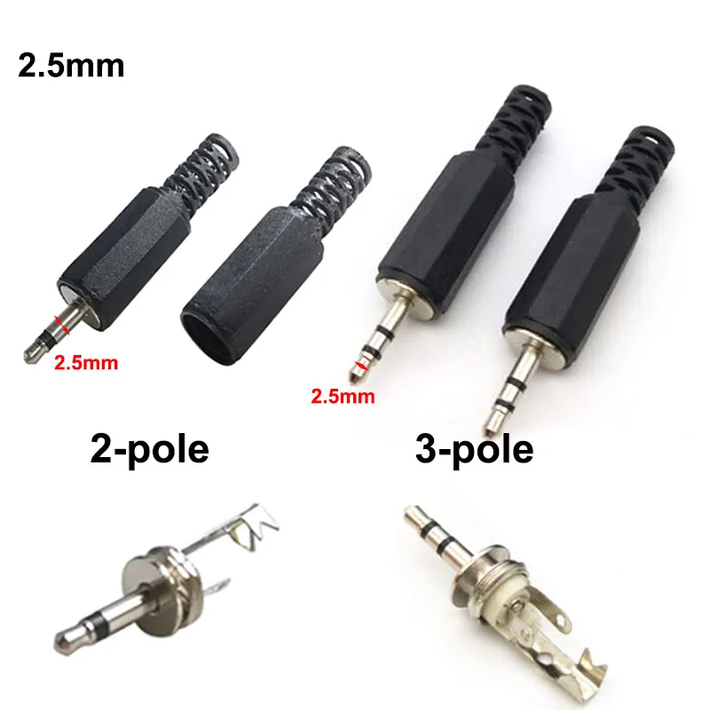 5pcs-2-5mm-2pole-3pole-2-5-Audio-Mono-Stereo-Male-jack-Plug-connector ...