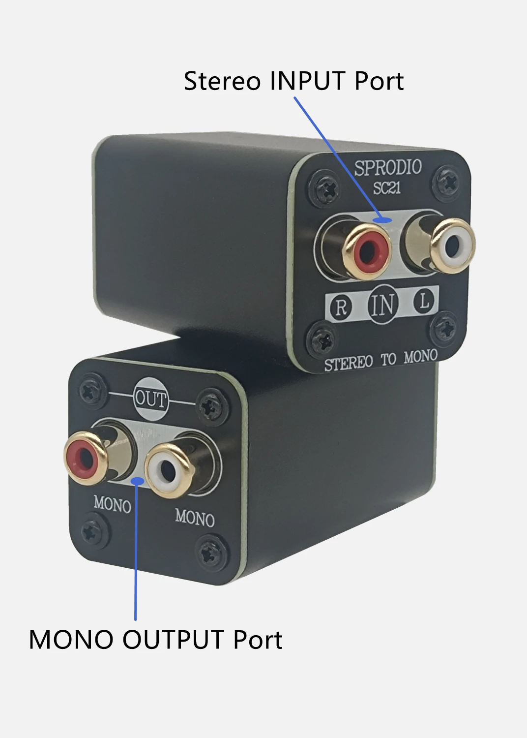 Single Stereo to Mono Converter, RCA Audio stereo to mono adapter ...