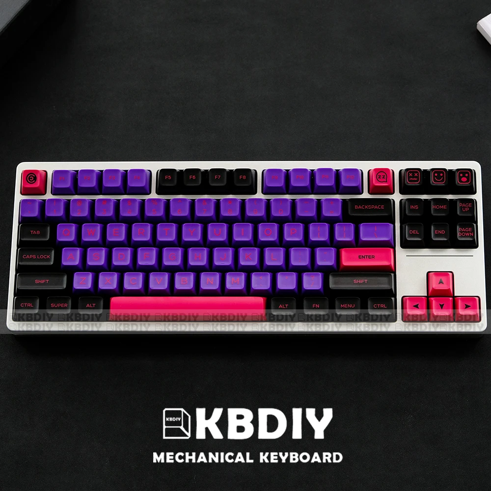 KBDiy-GMK-Keycap-Gengar-PBT-Purple-Red-Double-Shot-Keycaps-SA-Profile ...