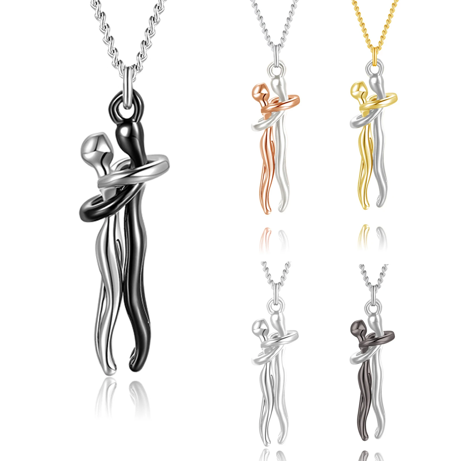 Collar-con-colgante-de-abrazo-de-pareja-para-mujeres-y-ni-as-collares ...