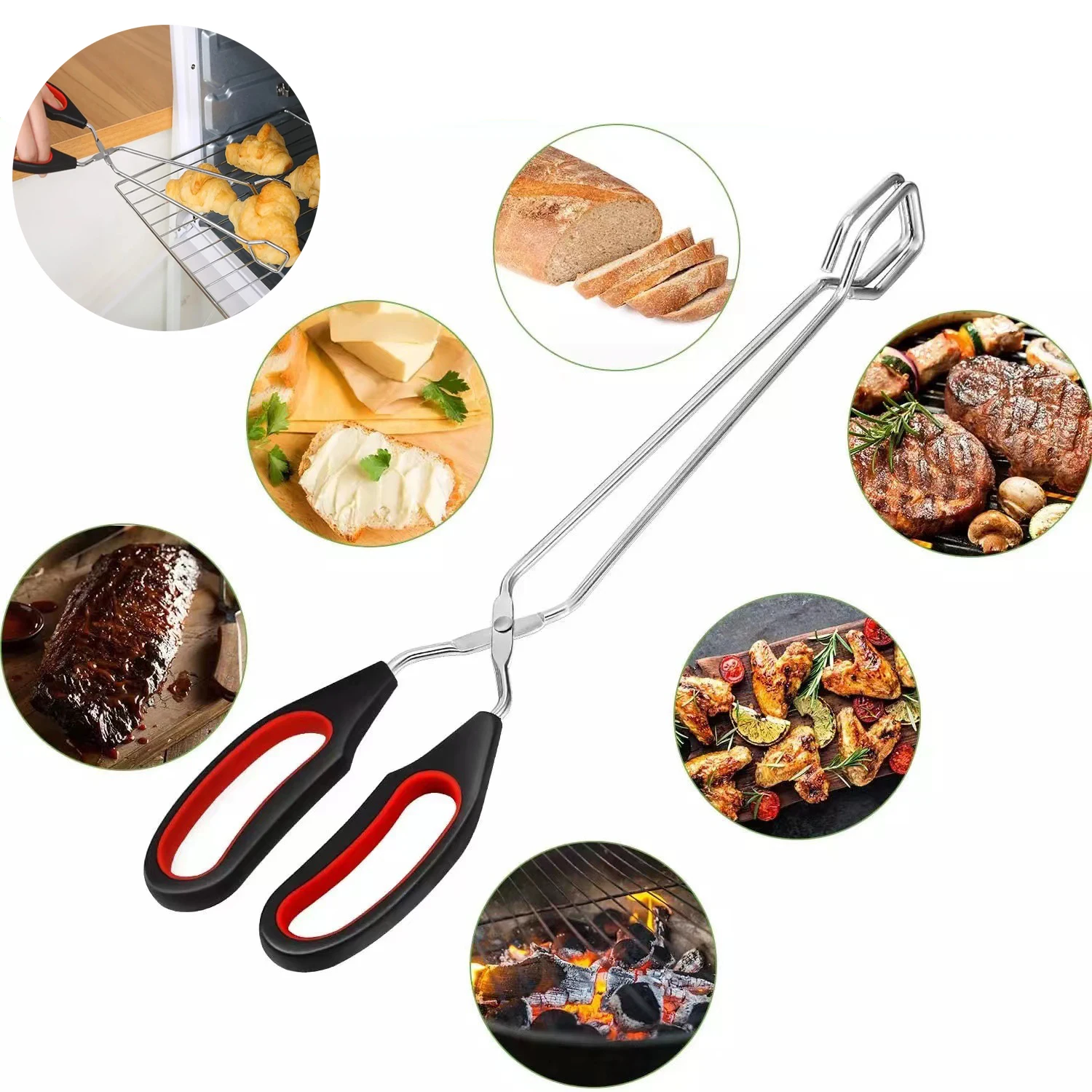 Barbecue-Scissor-Tongs-Grilled-Food-Tong-Long-Handle-Scissor-BBQ-Bread-Roast-Clip-Kitchen-Baking ...