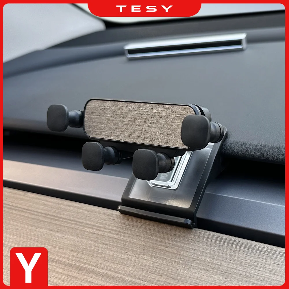 For-Tesla-Model-Y-2021-2022-2023-2024-Car-Cell-Phone-Holder-Wooden ...