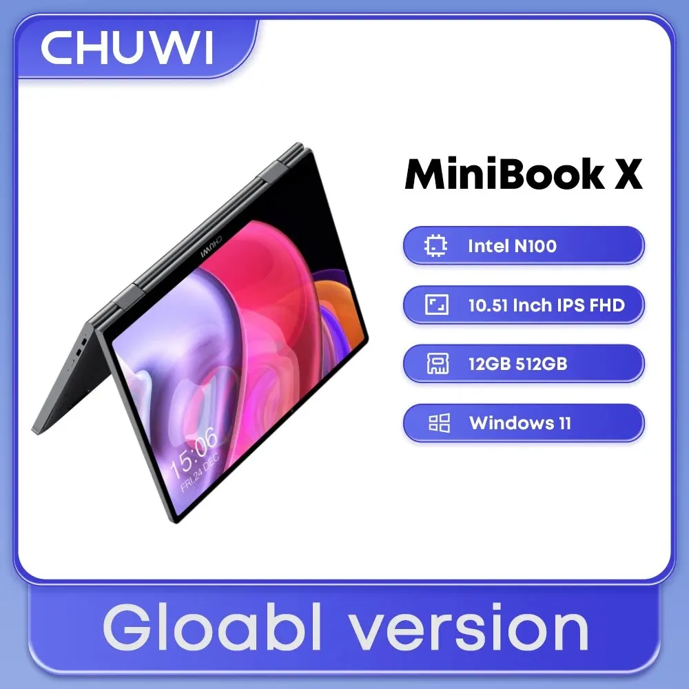 CHUWI-MiniBook-X-Tablet-Laptop-2-In-1-Intel-N100-10-51-FHD-layar-IPS ...