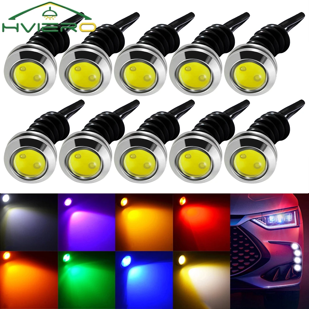 10PCS 18mm Auto Led Eagle Eye Silver Shell Bulb DayTime Running Turn ...