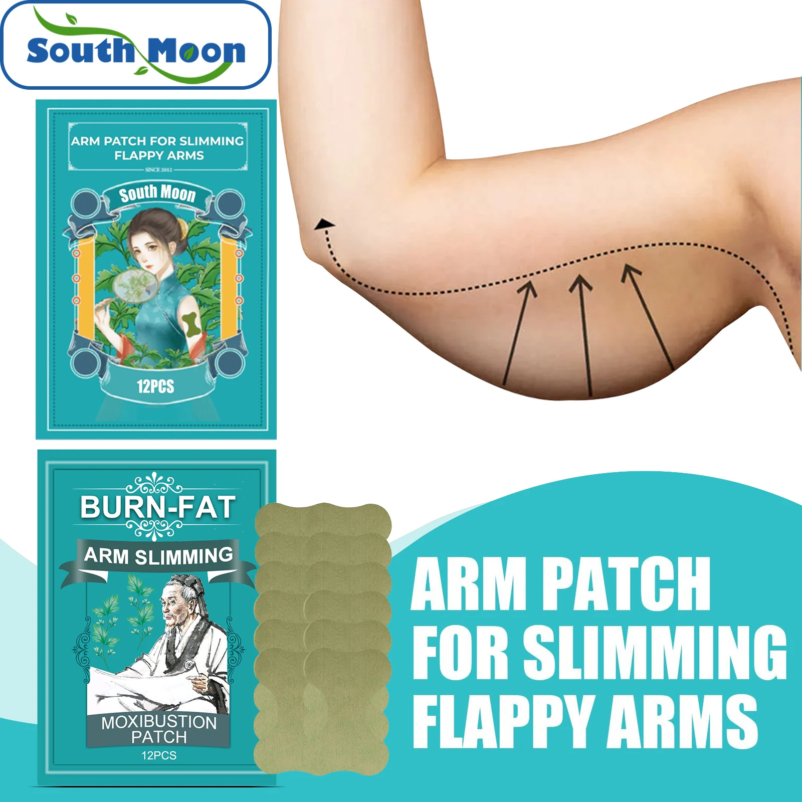 South-Moon-Herbal-Thin-Arm-Moxibustion-Paste-Lazy-Arm-Fat-free-Warm ...