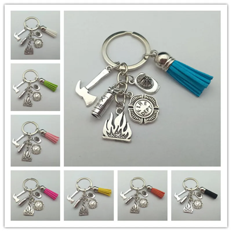 New Fire Extinguisher and Flame Keychain Tassel Keychain - Best Shop House