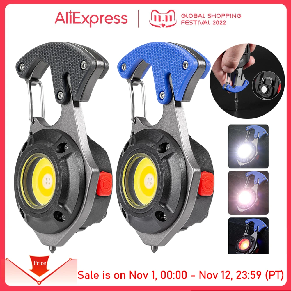 Multi-function Cob Led Flashlight Outdoor Usb C Rechargeable Keychain ...