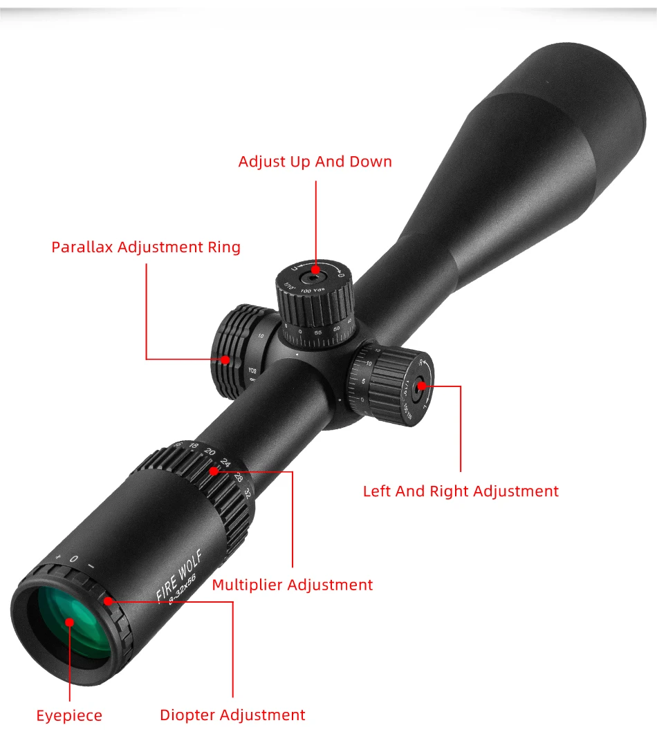 Tactics 8-32X56 Rifle Scope Side Optics Focus Black Matte For Hunting ...