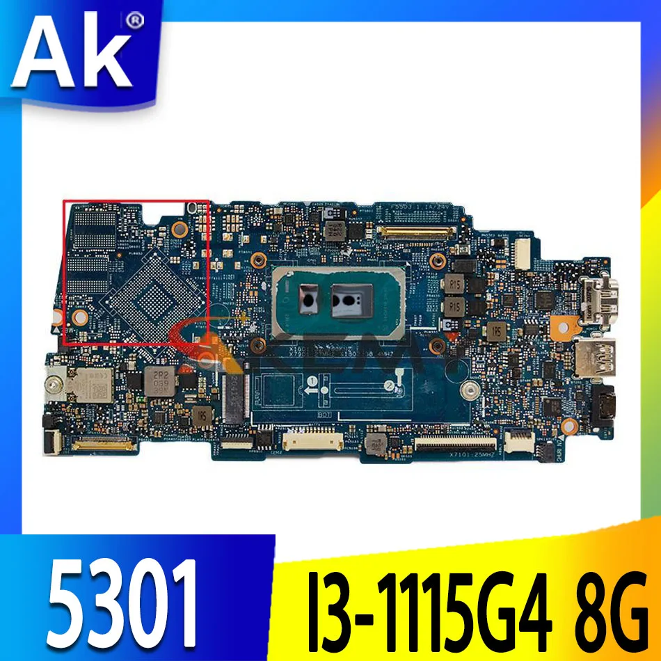 สำหรับ Dell Vostro 5301แล็ปท็อปเมนบอร์ด I3 1115G4 CPU 8GB RAM 2W1D5 ...